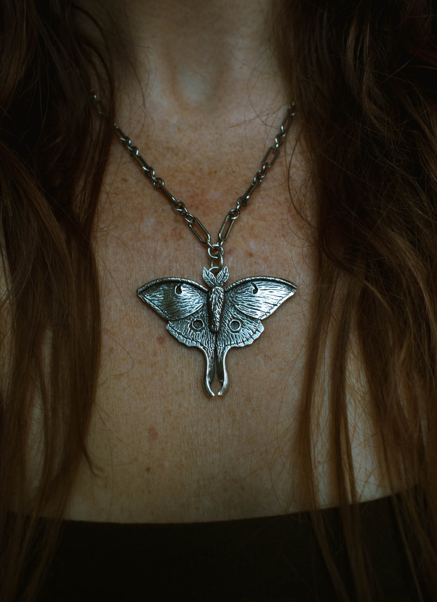 Luna Moth ring or necklace MADE TO ORDER – Sage Wolf Silver